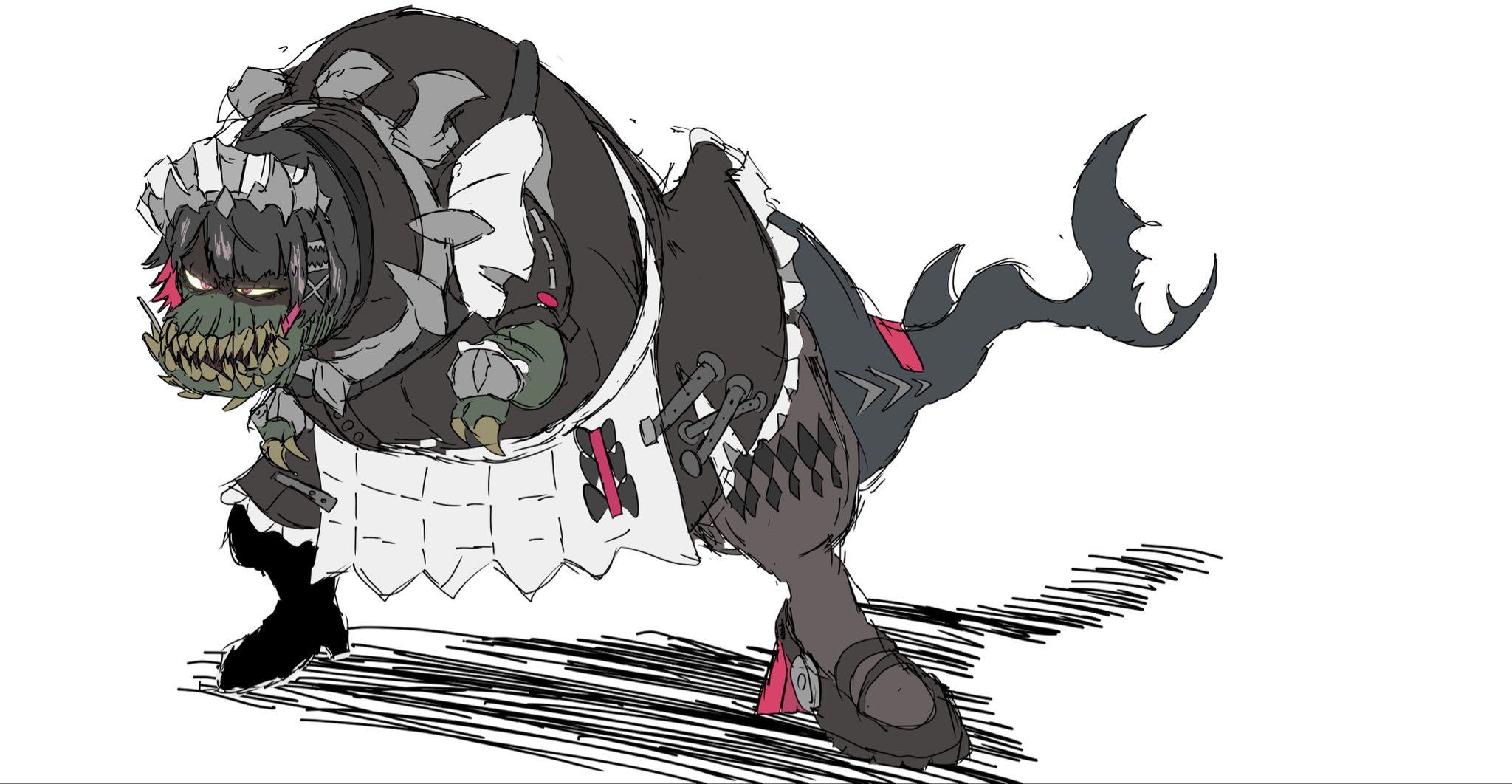 Safebooru - black hair claws colored inner hair commentary request ...