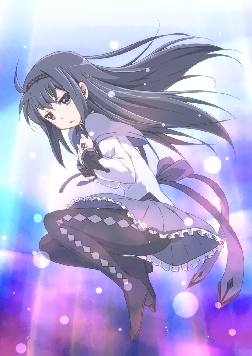 Safebooru - akemi homura argyle black hair errant hairband high heels long hair mahou shoujo ...
