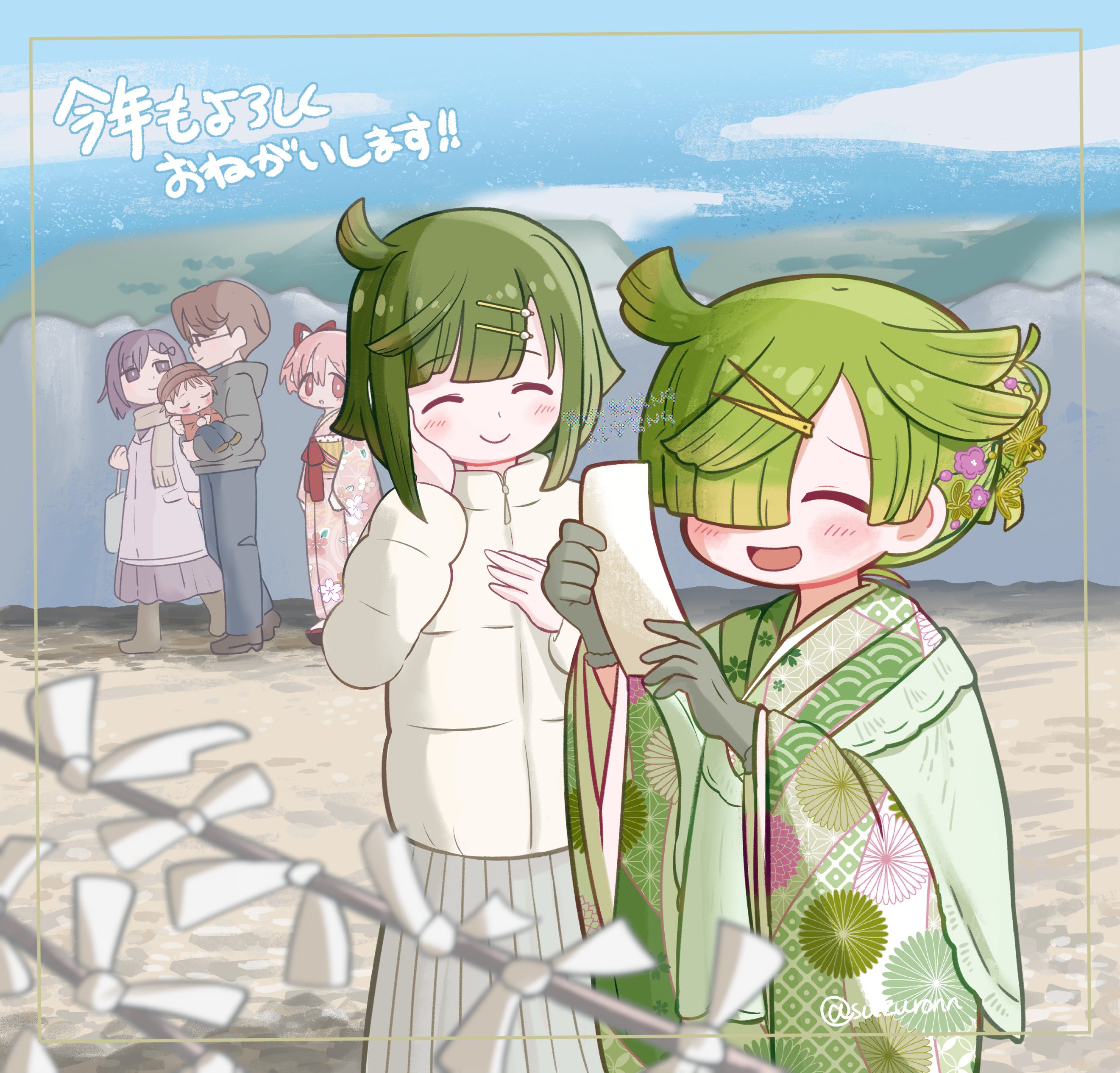 Safebooru - 2boys 4girls ^ ^ absurdres ahoge aki mabayu aki sakie anime ...