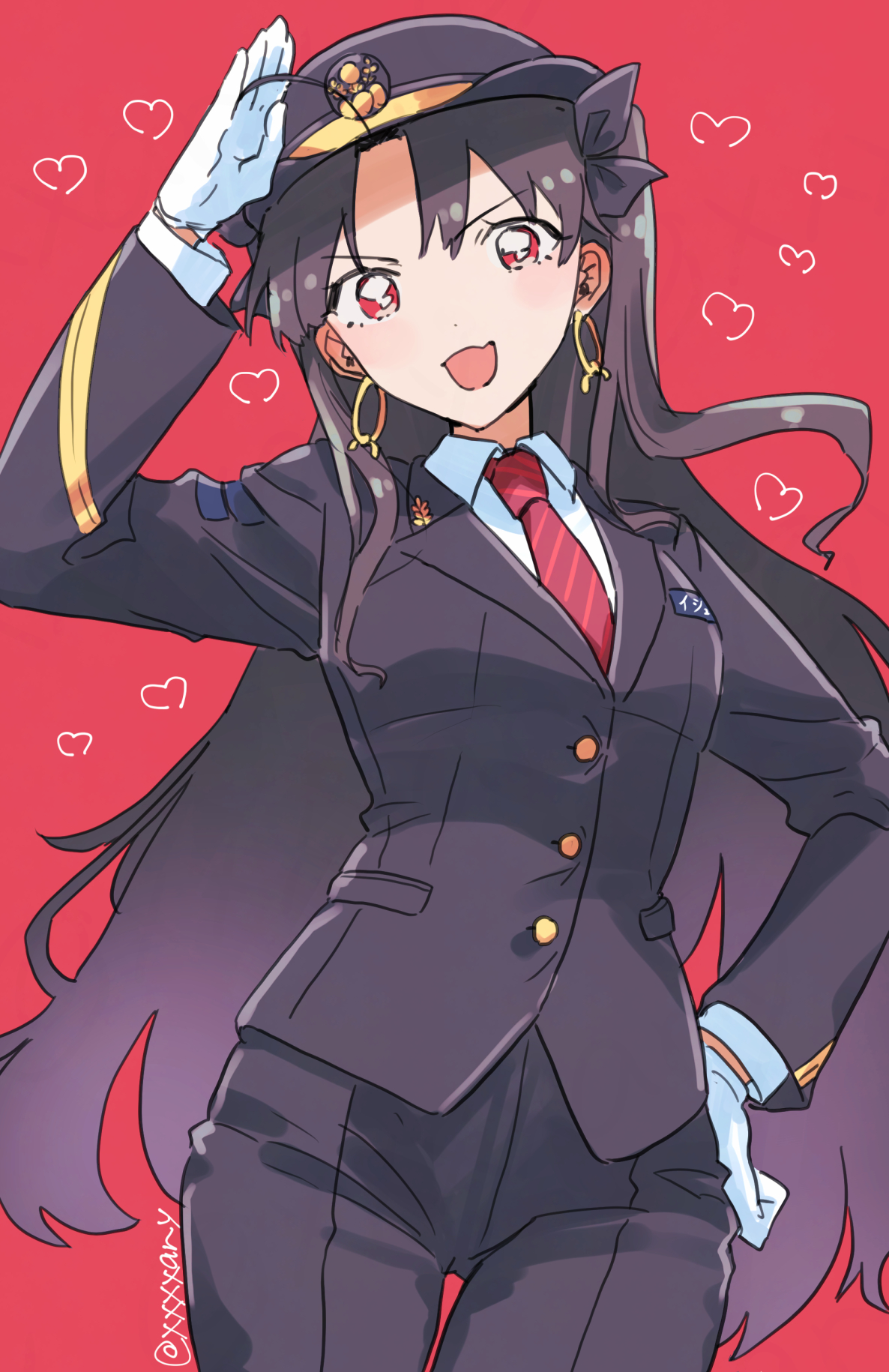 Safebooru - 1girl alternate costume arm up artist name black hat black ...