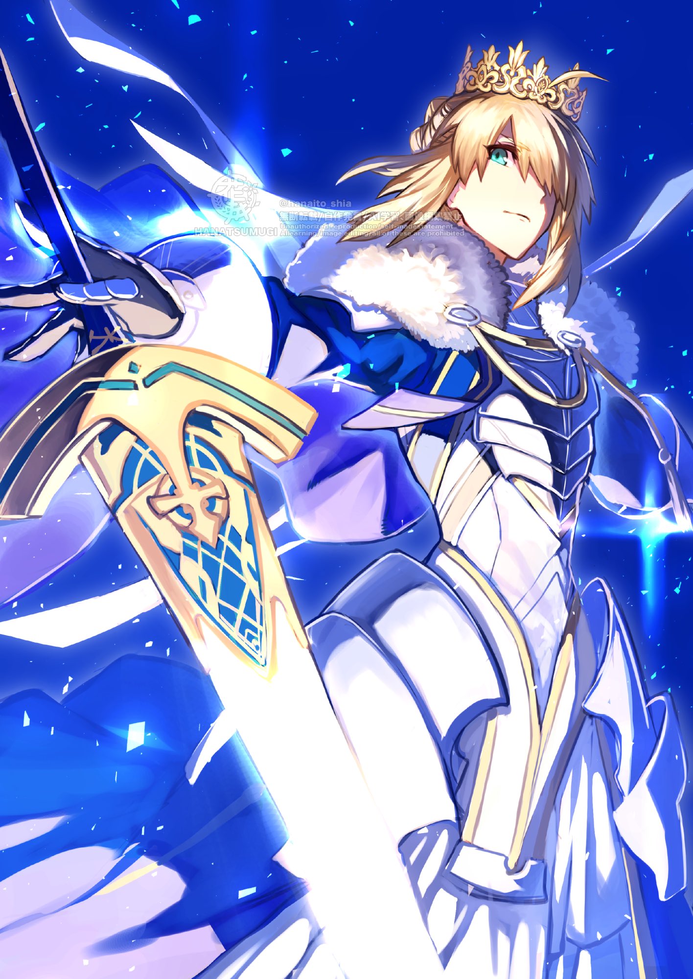 Safebooru - 1girl ahoge armor artoria pendragon (fate) blonde hair blue ...