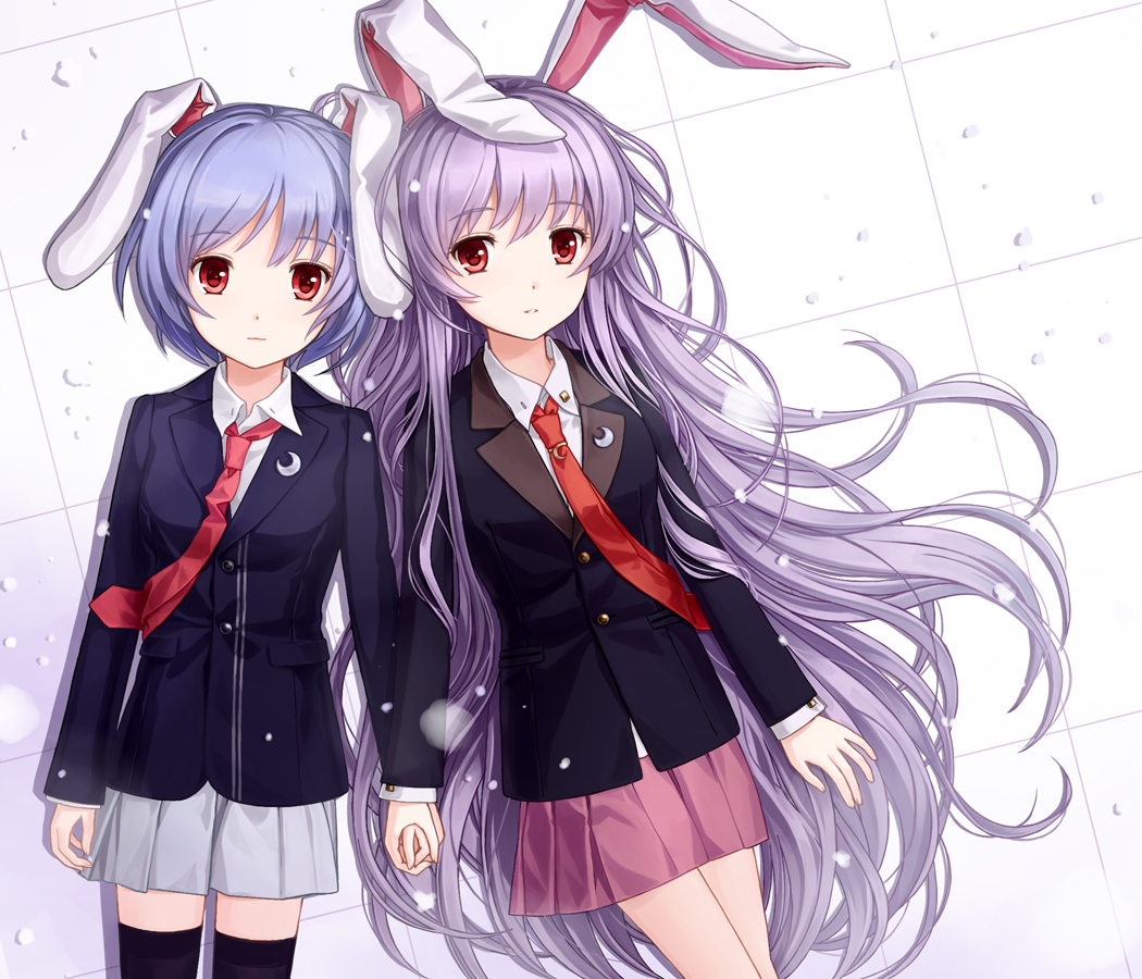 Safebooru - animal ears black legwear black thighhighs blazer blue hair bunny ears crescent hand ...