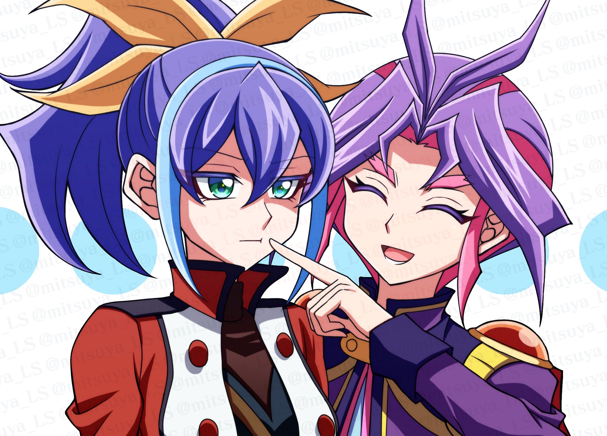 Safebooru - 1boy 1girl blue hair cheek poking closed eyes colored inner ...