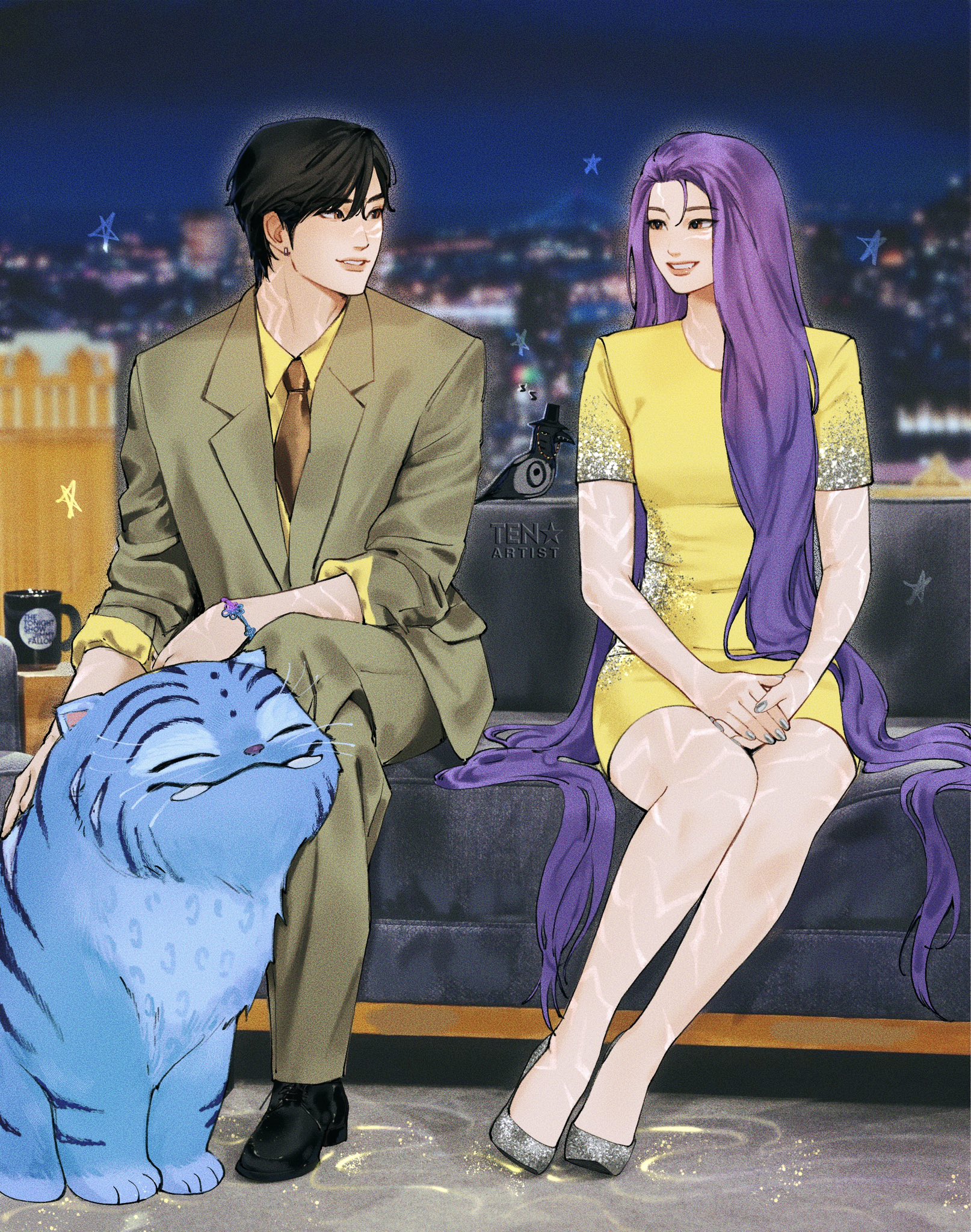 Safebooru - 1boy 1girl alternate costume alternate hairstyle arm ...