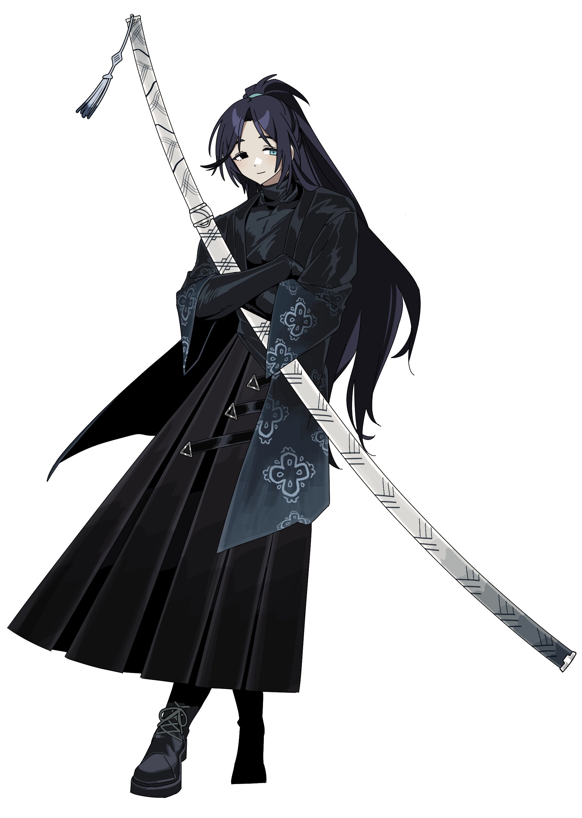 Safebooru - absurdres angellyuna black eyes black hair black shirt ...