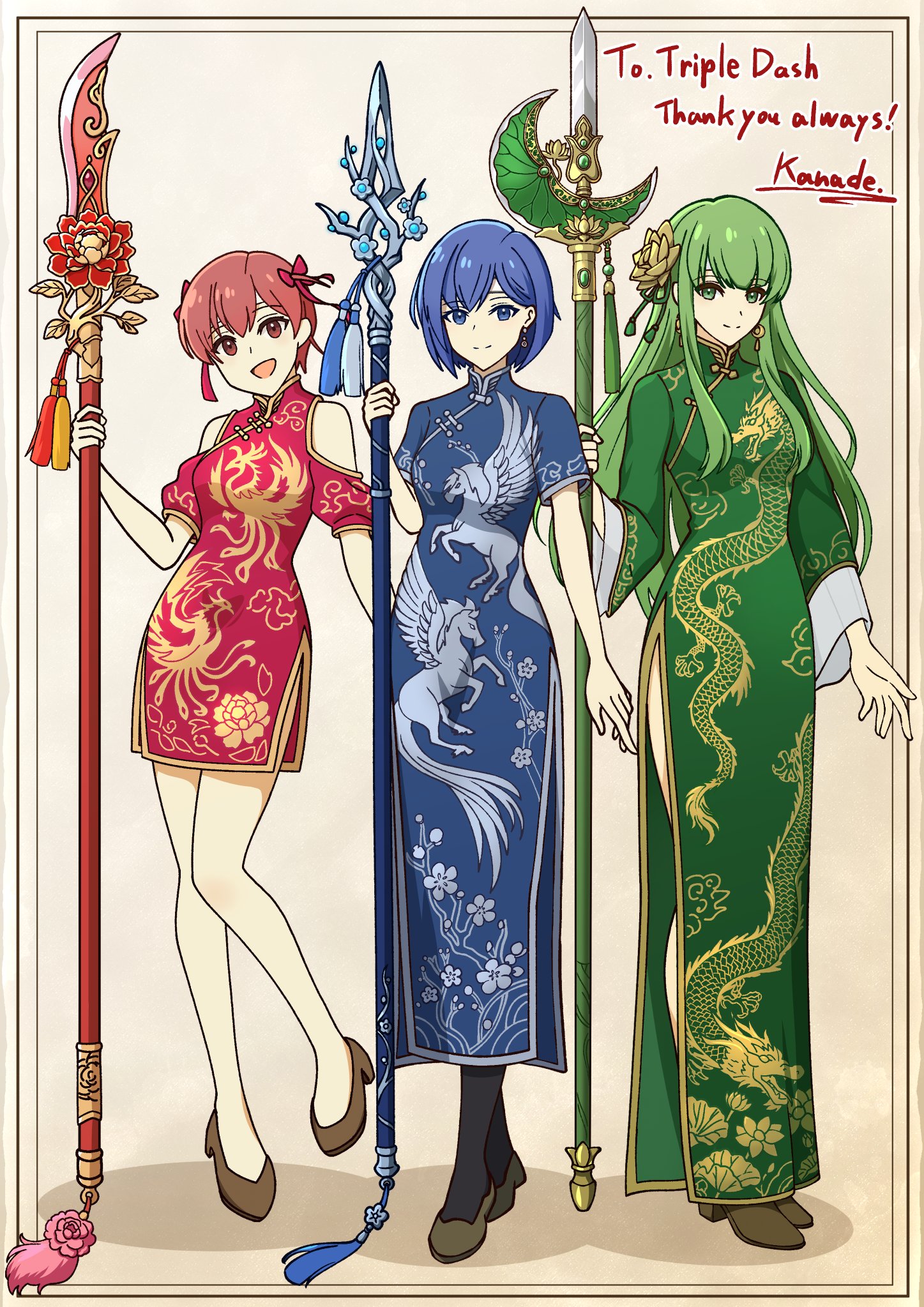 Safebooru - 3girls :d alternate costume artist name blue eyes blue hair ...