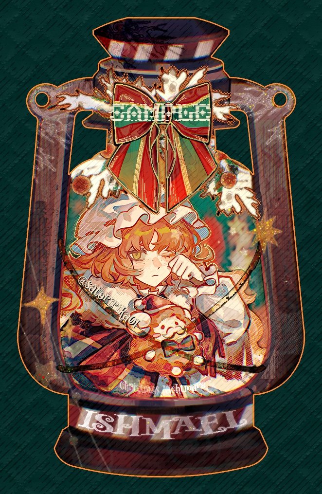 Safebooru - 1girl argyle background bow character name christmas ...