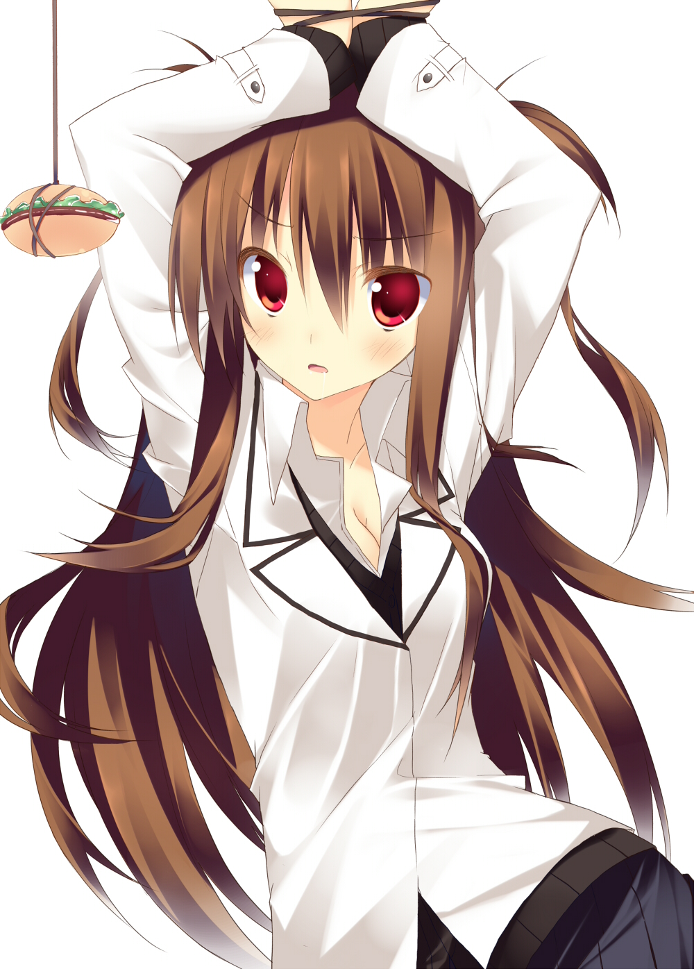 Safebooru Bondage Breasts Brown Eyes Cleavage Food Highres Kuwashima 5670