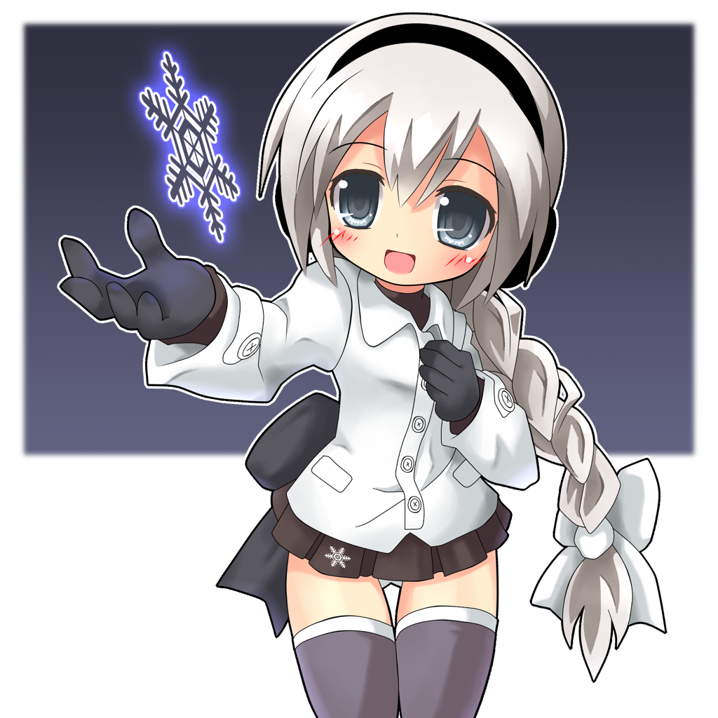 Safebooru - coat earmuffs grey eyes hair ribbon long hair miokuri ...