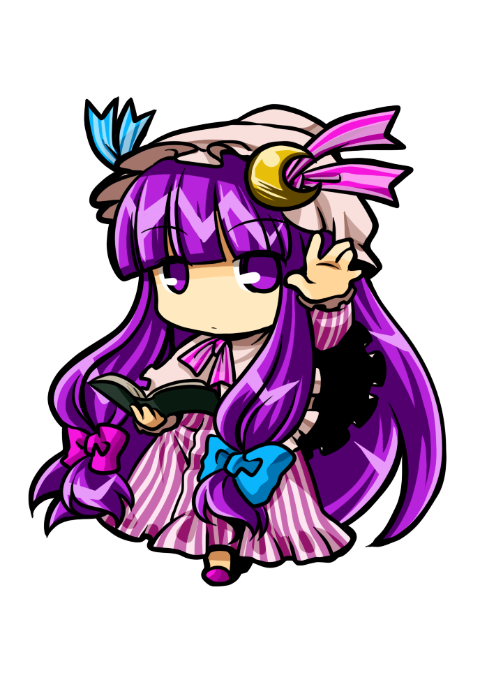 Safebooru - book chibi crescent long hair patchouli knowledge purple ...