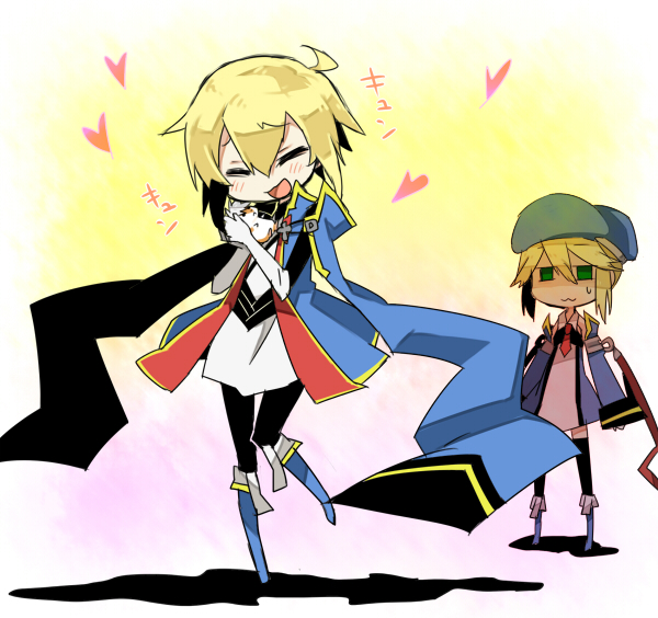 Safebooru Beret Blazblue Blonde Hair Green Eyes Hamster Hat Hug 0351
