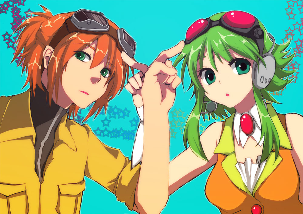 Safebooru - goggles goggles on head green eyes green hair gumi ...