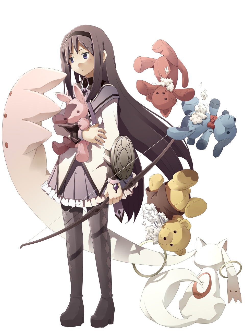 Safebooru - akemi homura black hair bow (weapon) expressionless flat gaze hairband highres ...