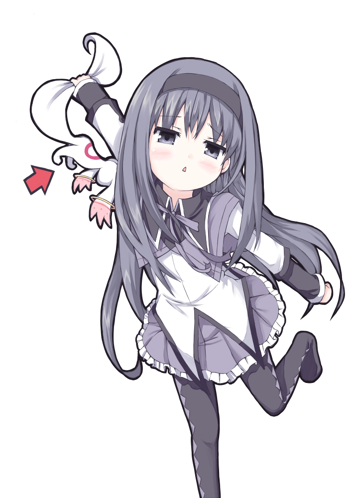 Safebooru - akemi homura black hair blush boots darkside directional arrow hairband kyubey ...