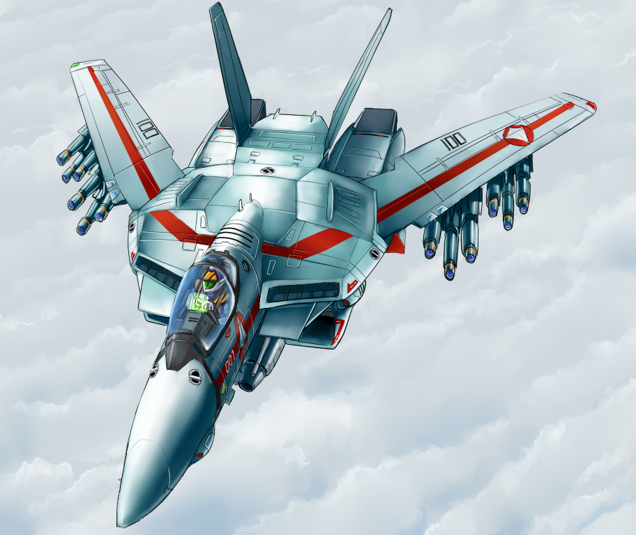 Safebooru - choujikuu yousai macross cloud clouds flying helmet inui (jt1116) inui (pixiv) jet ...