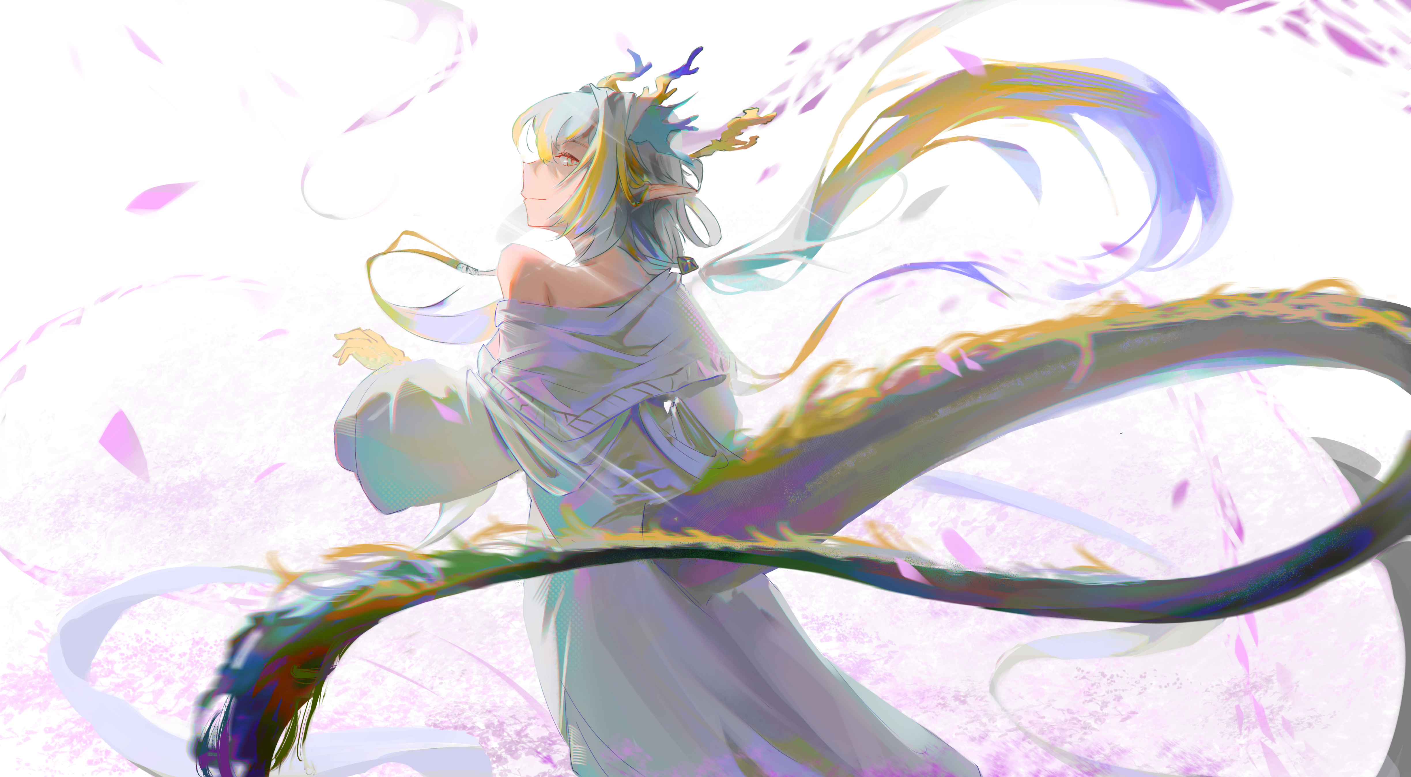 Safebooru - 1girl absurdres arknights blonde hair blue hair closed ...