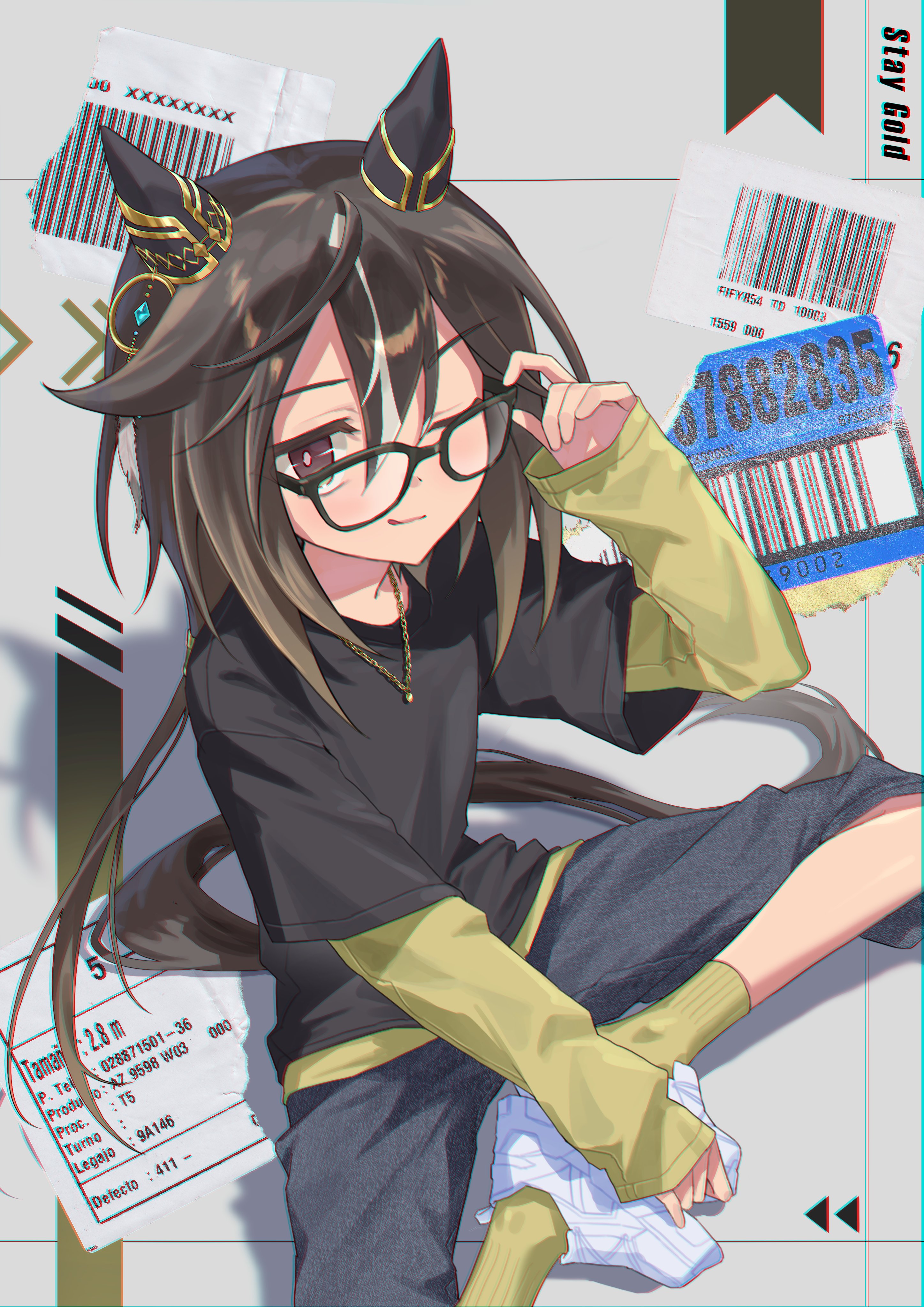 Safebooru - 1girl absurdres adjusting eyewear alternate costume animal ...