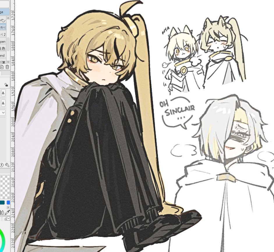 Safebooru - 1boy 2girls 7011yu ahoge animal ears blonde hair cape cat ...