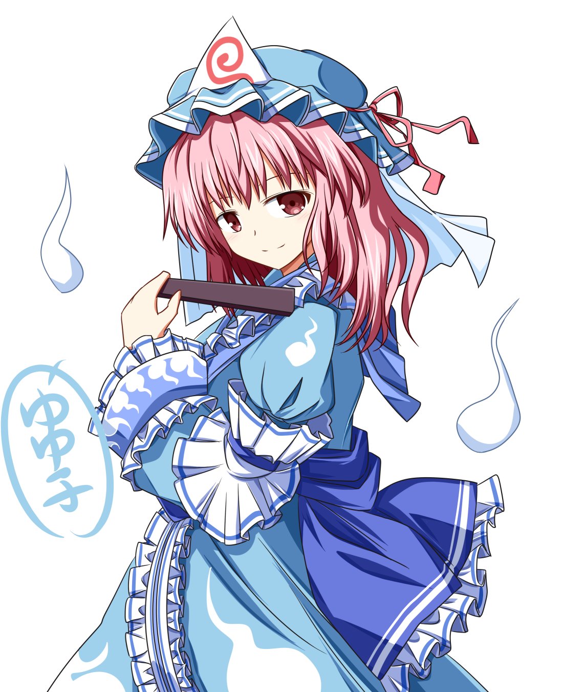 Safebooru - 1girl blue hat blue kimono frilled sleeves frills ghost ...