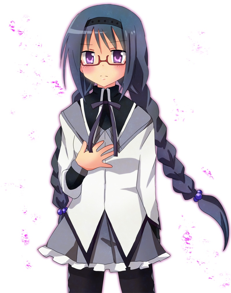 Safebooru - akemi homura alternate hairstyle black hair black legwear black pantyhose braid ...