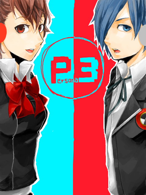 Safebooru - arisato minato blue eyes blue hair brown hair female protagonist (persona 3 ...
