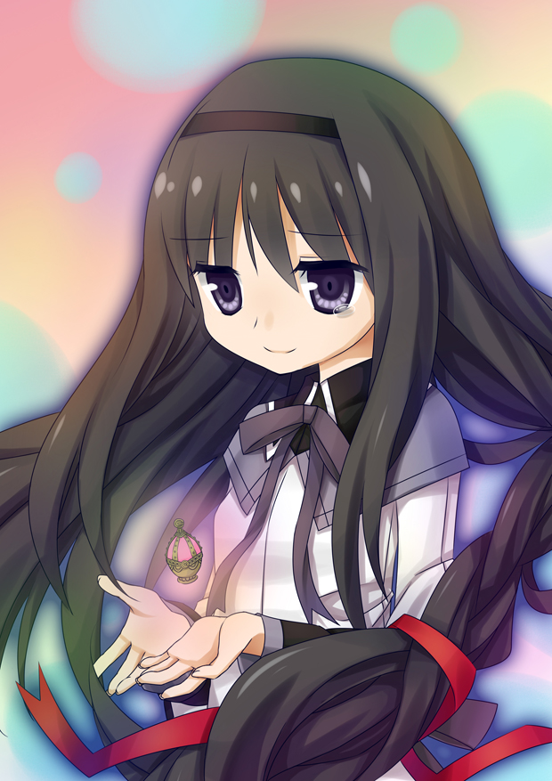 Safebooru - akemi homura alternate hairstyle black hair braid grief seed hair ribbon hairband ...