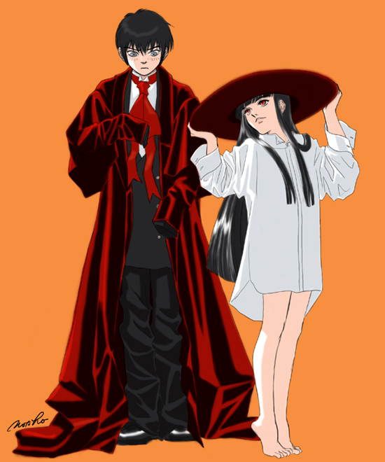 Safebooru - barefoot black hair genderswap girlycard grey eyes hat ...