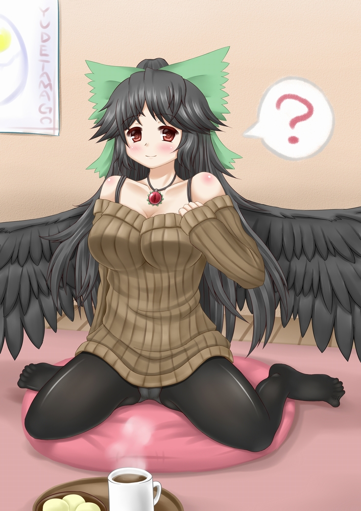 Safebooru - ? alternate costume aonagi ibane black hair black legwear black pantyhose bow ...