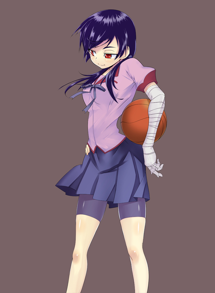 Safebooru - bakemonogatari bandage bandages basketball bike shorts black hair kanbaru suruga ...