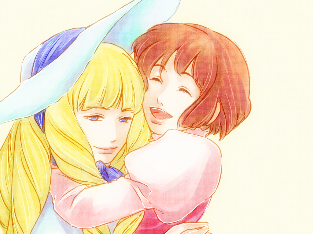 Safebooru - blonde hair blue eyes bonnet brown hair closed eyes drill ...