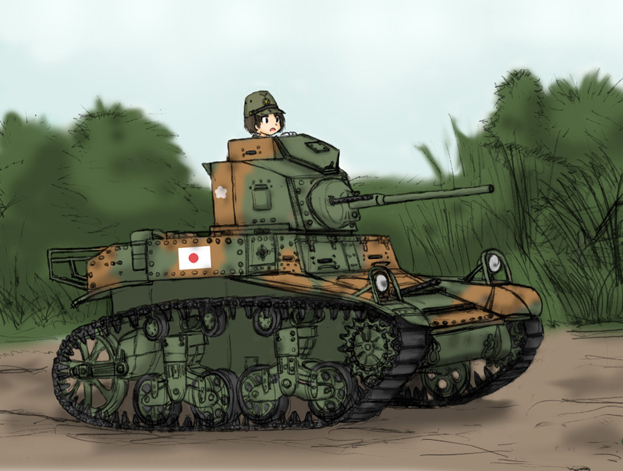Safebooru - ernest hat imperial japanese army m3 stuart military ...