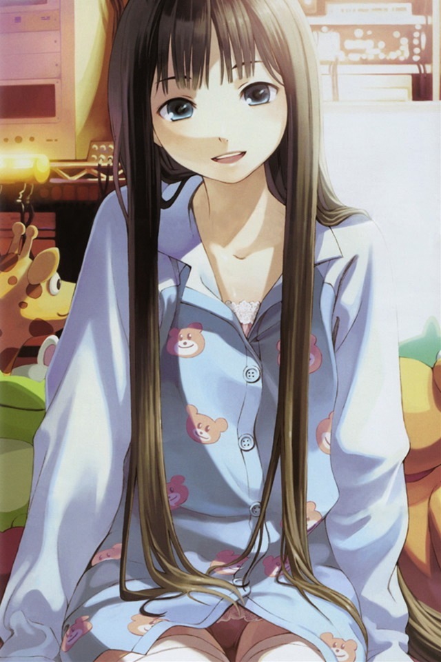 Safebooru - blue eyes blush brown hair happy kami-sama no memo-chou ...