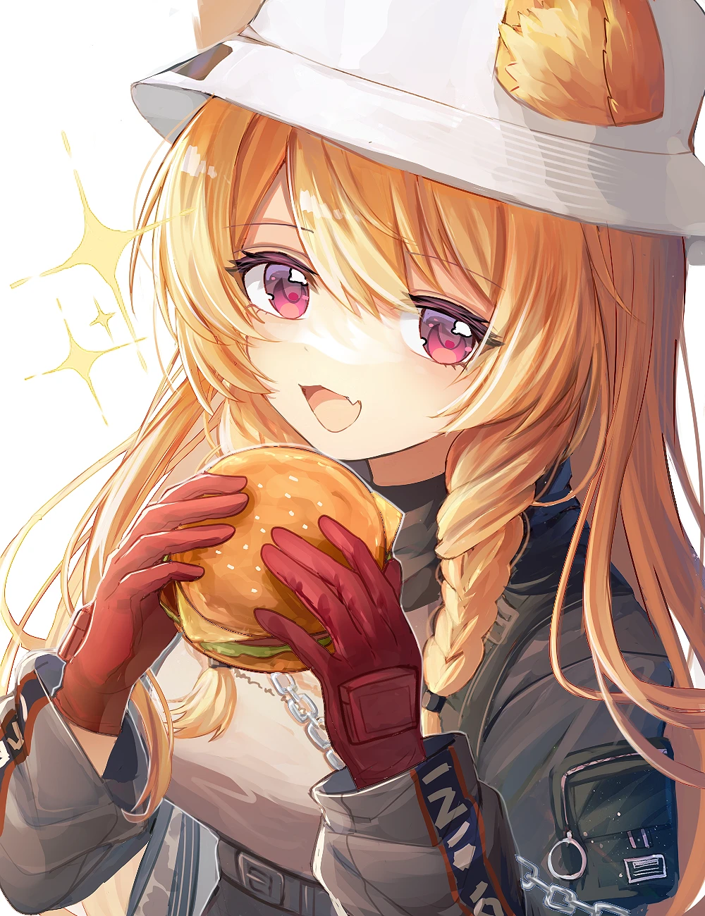 Safebooru - 1girl :d animal ears aoko (amamiya aoko) arknights blonde hair burger ceobe ...