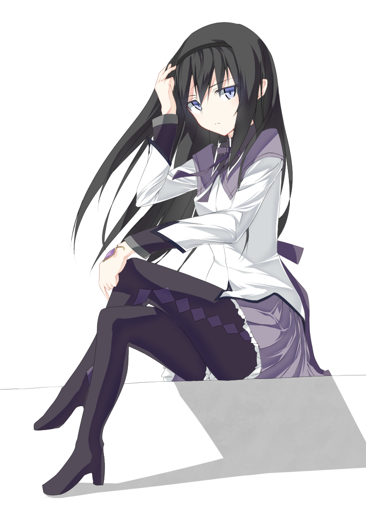 Safebooru - akemi homura argyle argyle legwear hairband high heels mahou shoujo madoka magica ...