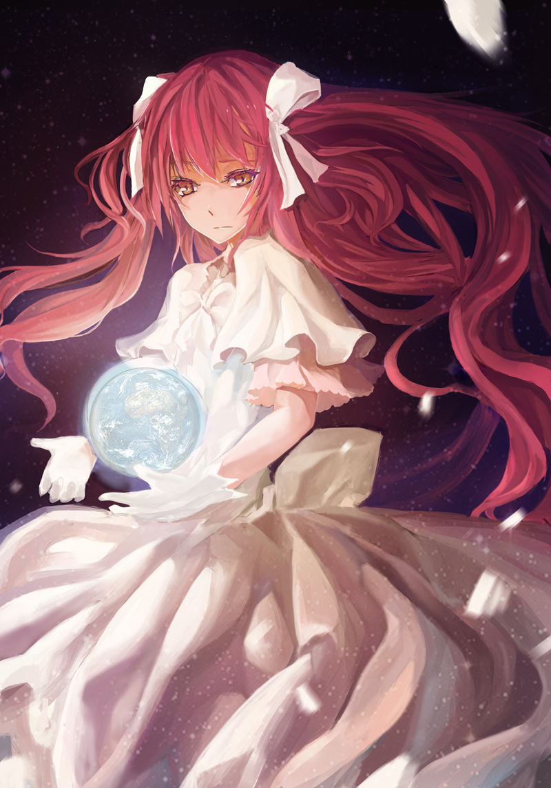 Safebooru - dress earth gloves goddess goddess madoka hair ribbon ...