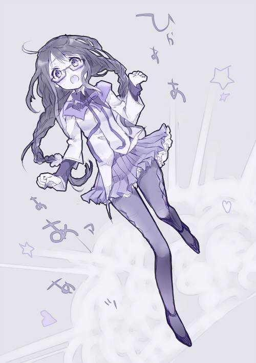 Safebooru - akemi homura argyle argyle legwear black hair bow braid braids capelet explosion ...