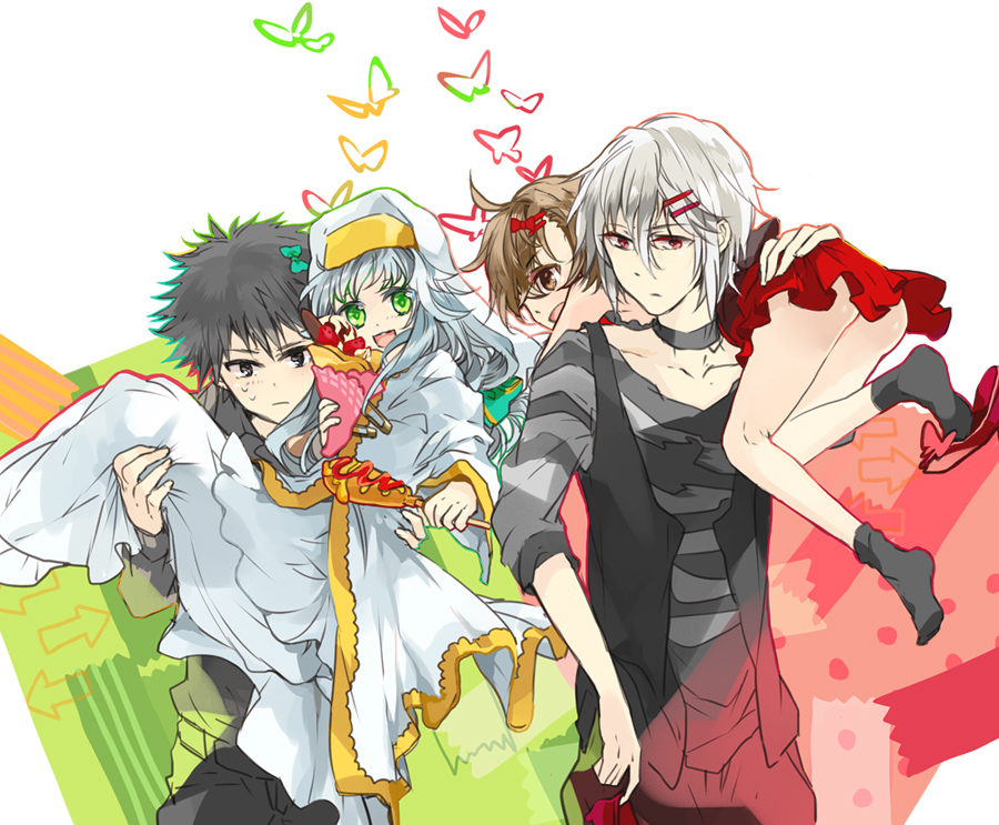 Safebooru - 2girls accelerator ahoge albino black eyes black hair brown ...