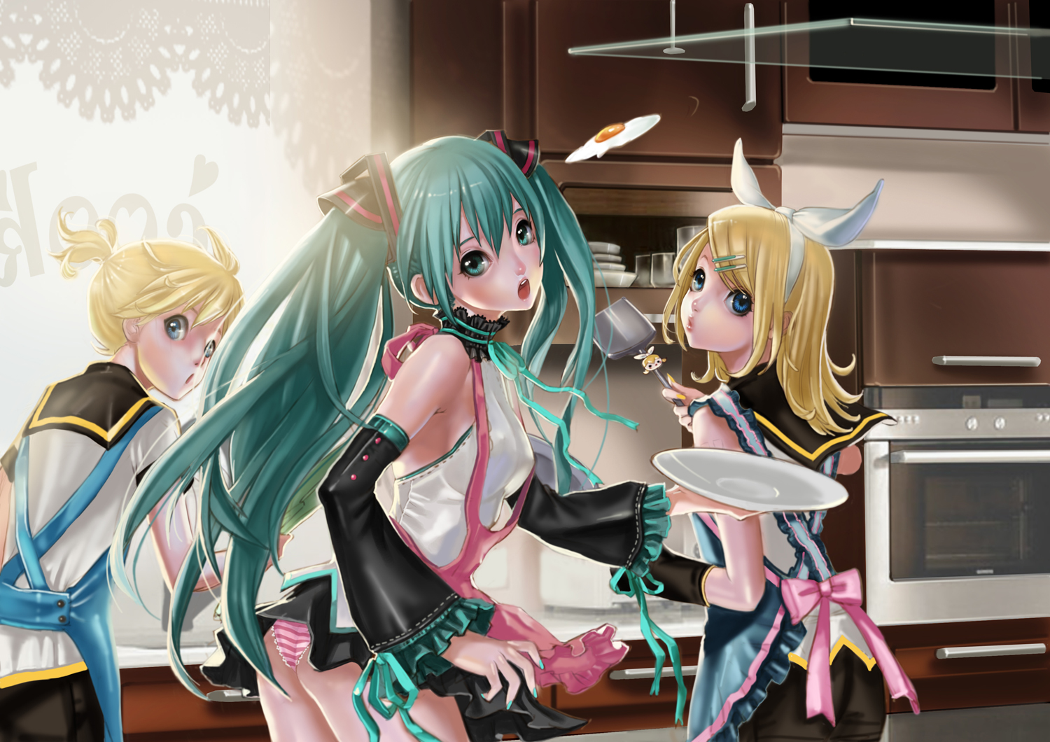 Safebooru Aqua Eyes Aqua Hair Blonde Hair Blue Eyes Bobo1983 Detached 0335