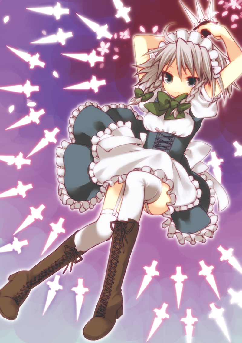 Safebooru - artist request bad id blue eyes braid izayoi sakuya knife ...