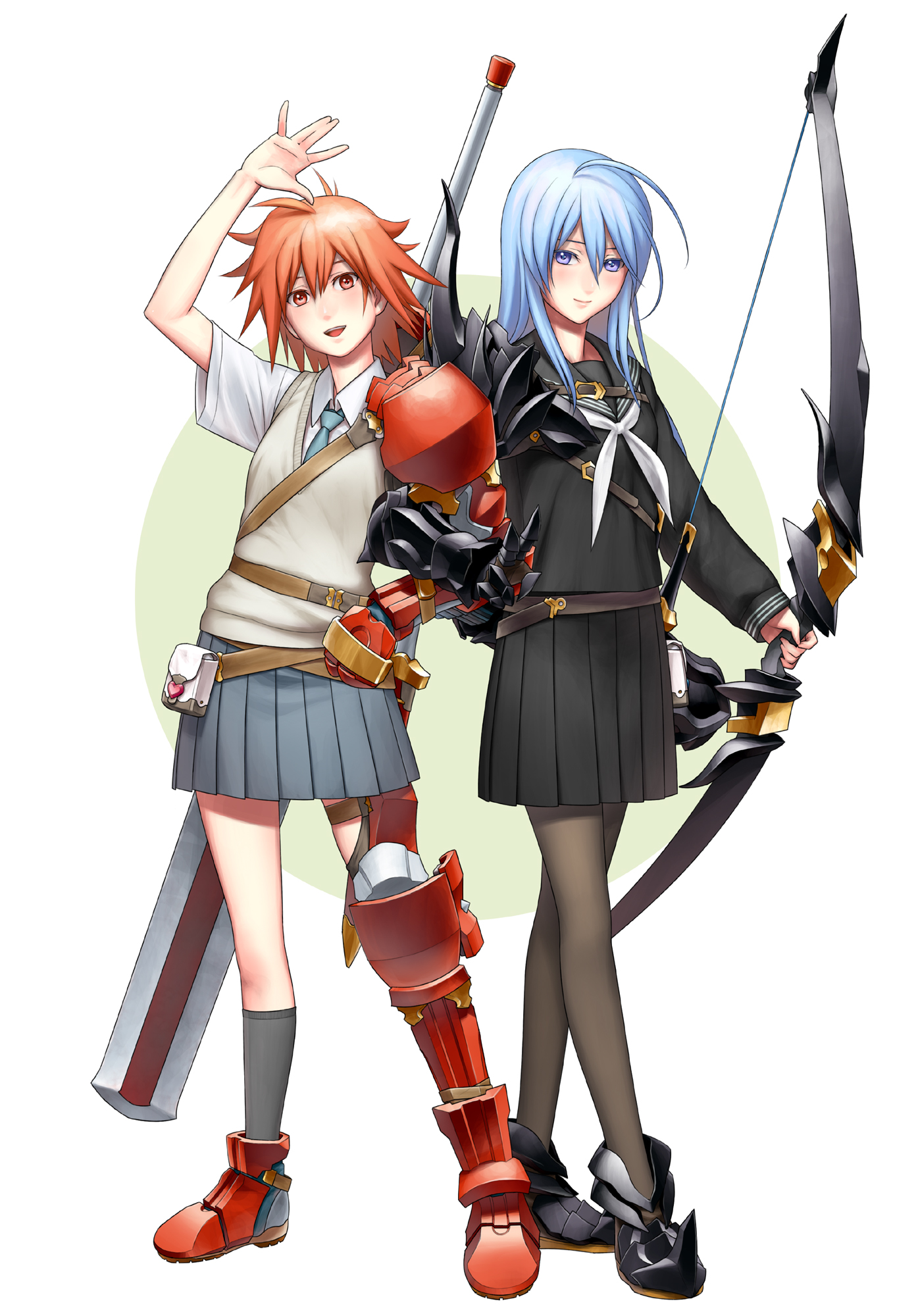 Safebooru - ahoge aoi subaru armor black legwear blue eyes blue hair ...