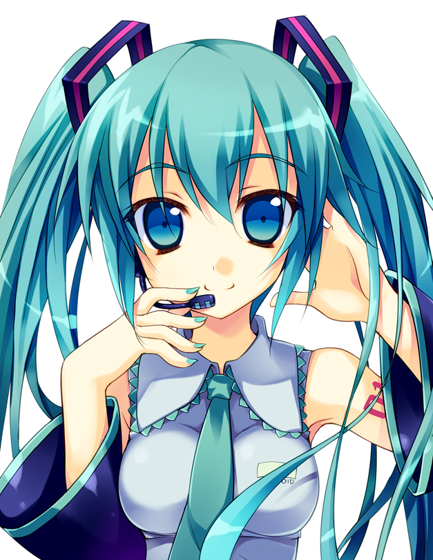 Safebooru - aqua eyes aqua hair detached sleeves hatsune miku headphones headset long hair ...