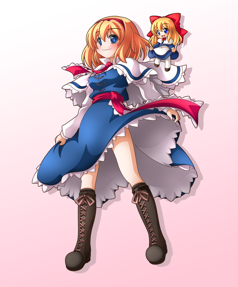 Safebooru - alice margatroid blonde hair blue eyes boots capelet cross-laced footwear doll dress ...