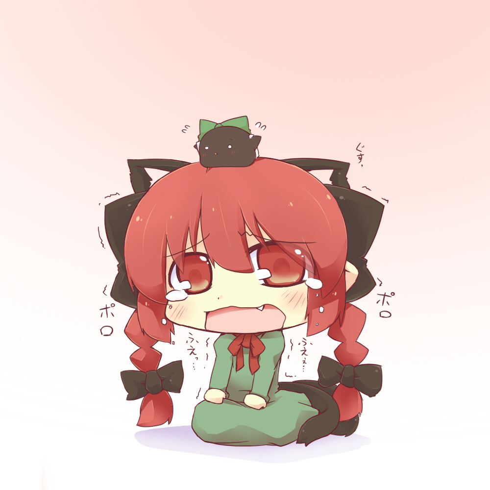 Safebooru - animal ears animal on head bird bird on head bow braid cat ...