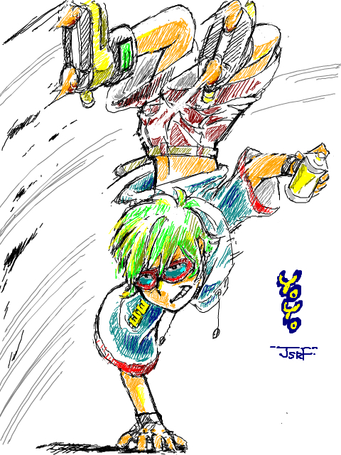 Safebooru - gloves green hair inline skates jet set radio jet set radio ...