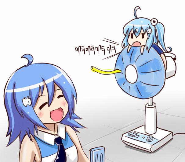 Safebooru - 2girls :d = = ahoge aqua hair bili bili douga bili girl 22 bili girl 33 blue hair ...