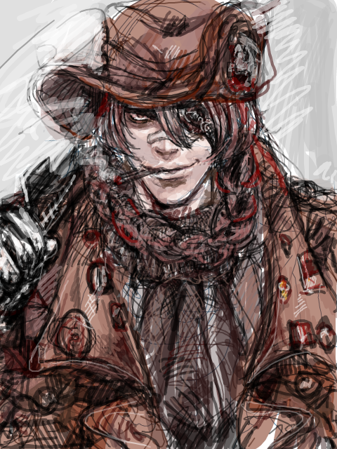 Safebooru - cigarette eyepatch hat hellsing male pip bernardotte single ...