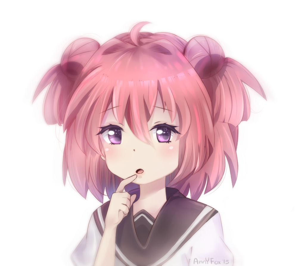 Safebooru - 1girl ahoge akaza akari anny-tta double bun finger to mouth ...
