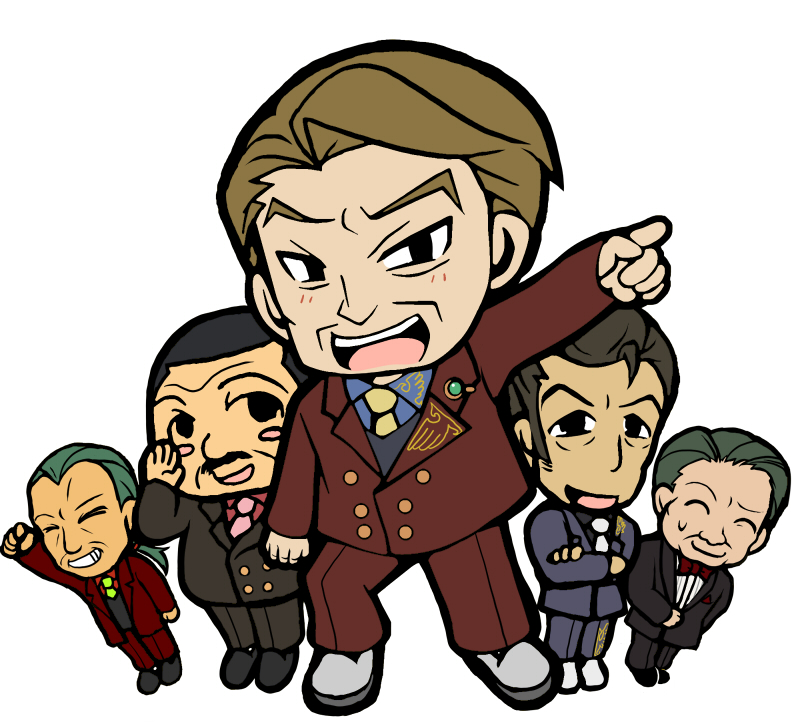 Safebooru - black eyes black hair blonde hair brown hair chibi formal ...