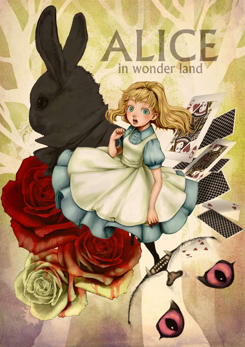 Safebooru - alice in wonderland blonde hair blue eyes card cards ...