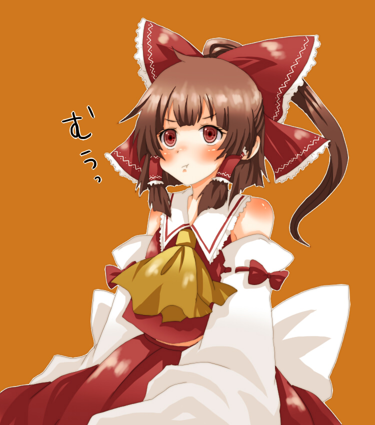 Safebooru - :t ascot boooo-im bow brown hair detached sleeves hair bow ...